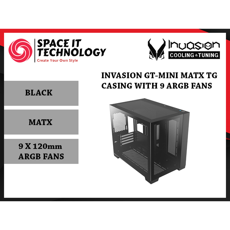 Invasion GT-MINI Matx Casing With 9 ARGB Fans Black / White | Shopee ...