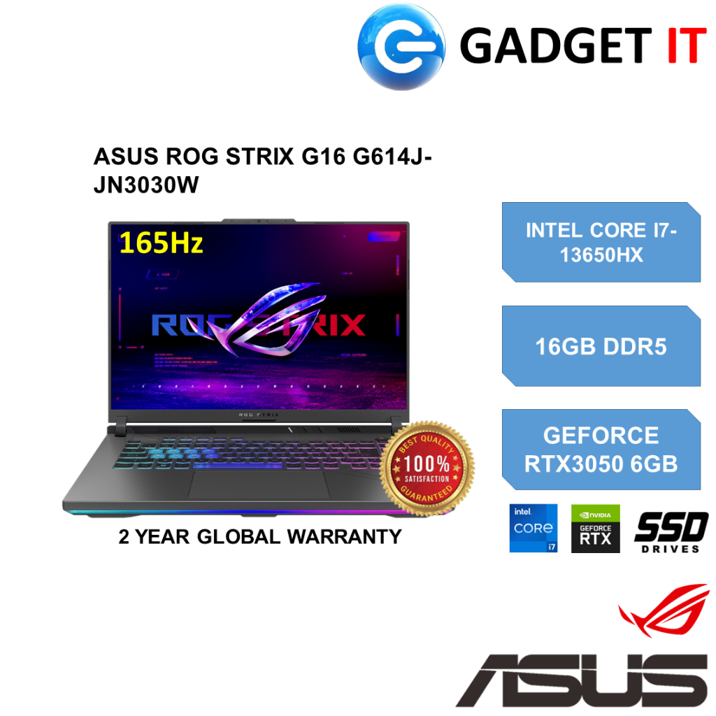 ASUS ROG STRIX G16 G614J-JN3030W GAMING LAPTOP (I7-13650HX,16GB,512GB ...