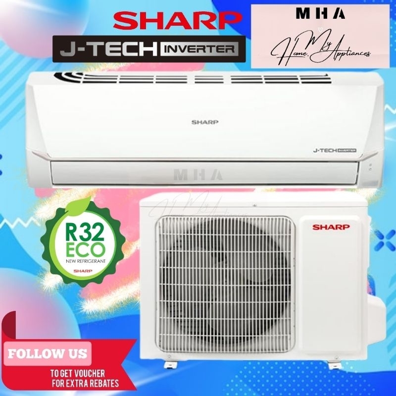Sharp 1HP 1.5HP 2HP & 2.5HP J-Tech SHARP Inverter Aircond (AHX9VED) 1HP Air Conditioner Powerful ...