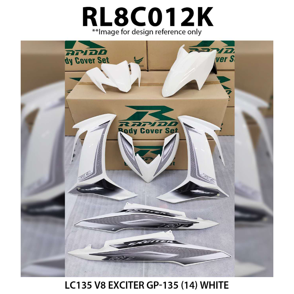 Cover Set YAMAHA LC135 V8 Rapido Exciter GP-135 (14) White Blue ...