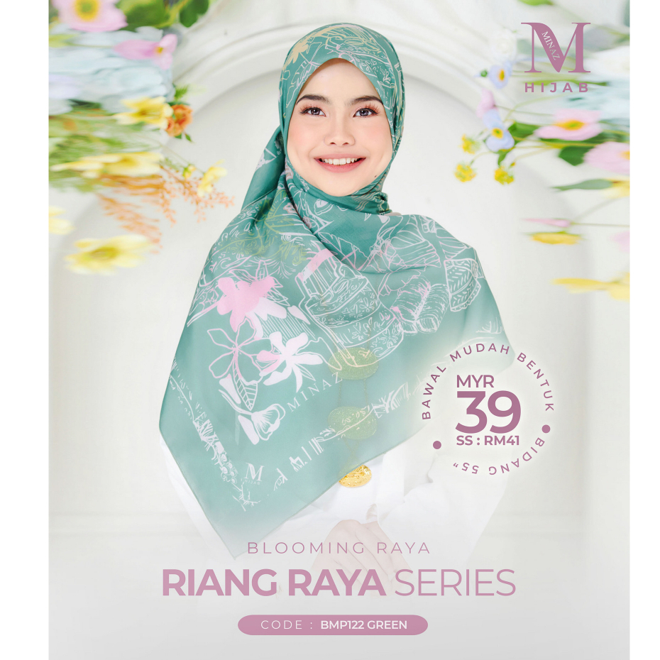 MINAZ HIJAB: BLOOMING RAYA 2023 RIANG RIA SERIES (BMP22 GREEN) | Shopee ...