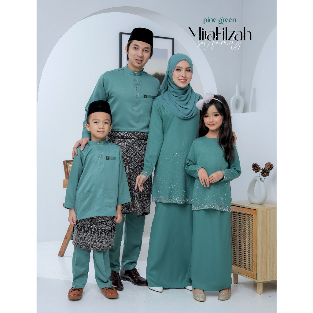 BAJU RAYA MODEN SET FAMILY MIRA FILZAH EXCLUSIVE (PINE GREEN) | Shopee ...