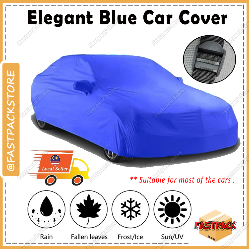 Premium Elegant Blue Car Cover TAFFETA Water Resistant Anti-UV Dust ...