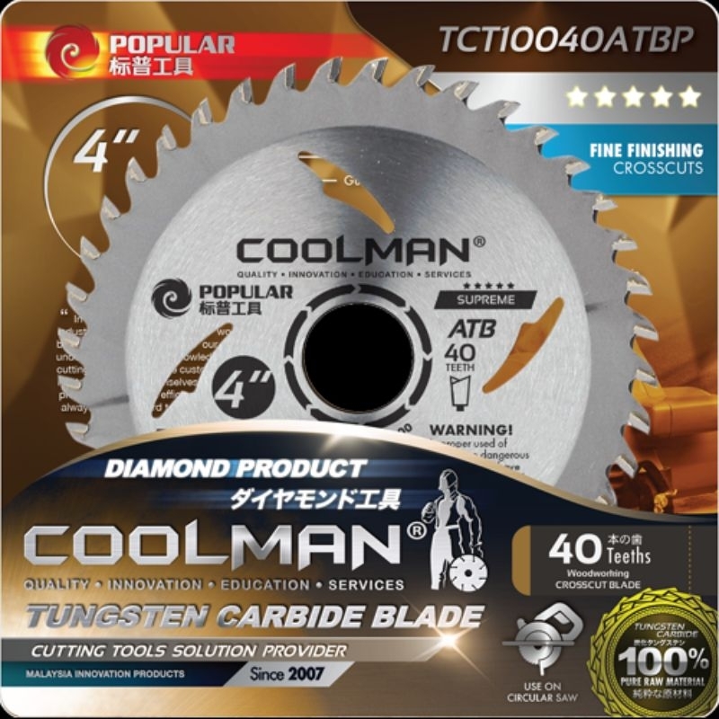 Coolman Circular Saw Wood Cutting Blade 4" X 40T (TCT10040ATBP ...