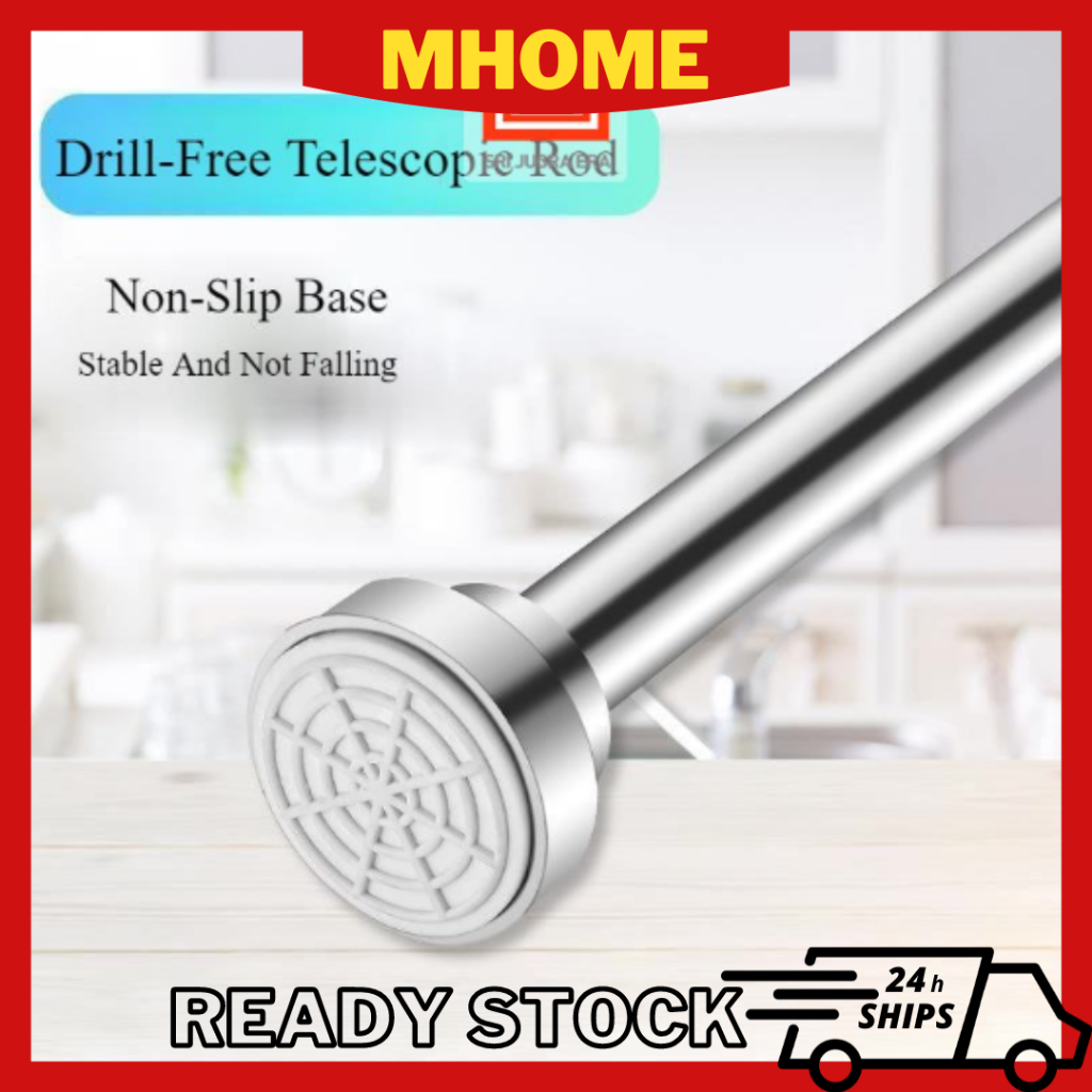 READY STOCK Stainless Steel Curtain Rod Ampaian Baju Adjustable Heavy ...