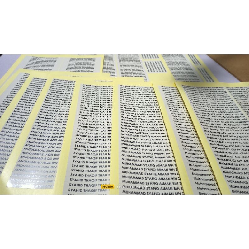 Sticker nama murah , sticker nama sekolah, sticker nama hitam putih ...