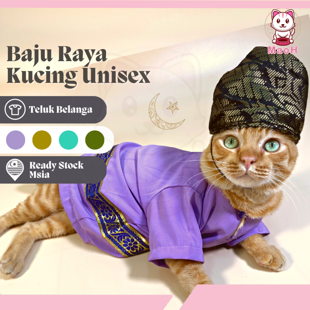 MaoH Baju Raya Kucing 2025 (Ready Stock) Cat Clothes Melayu Sedondon ...