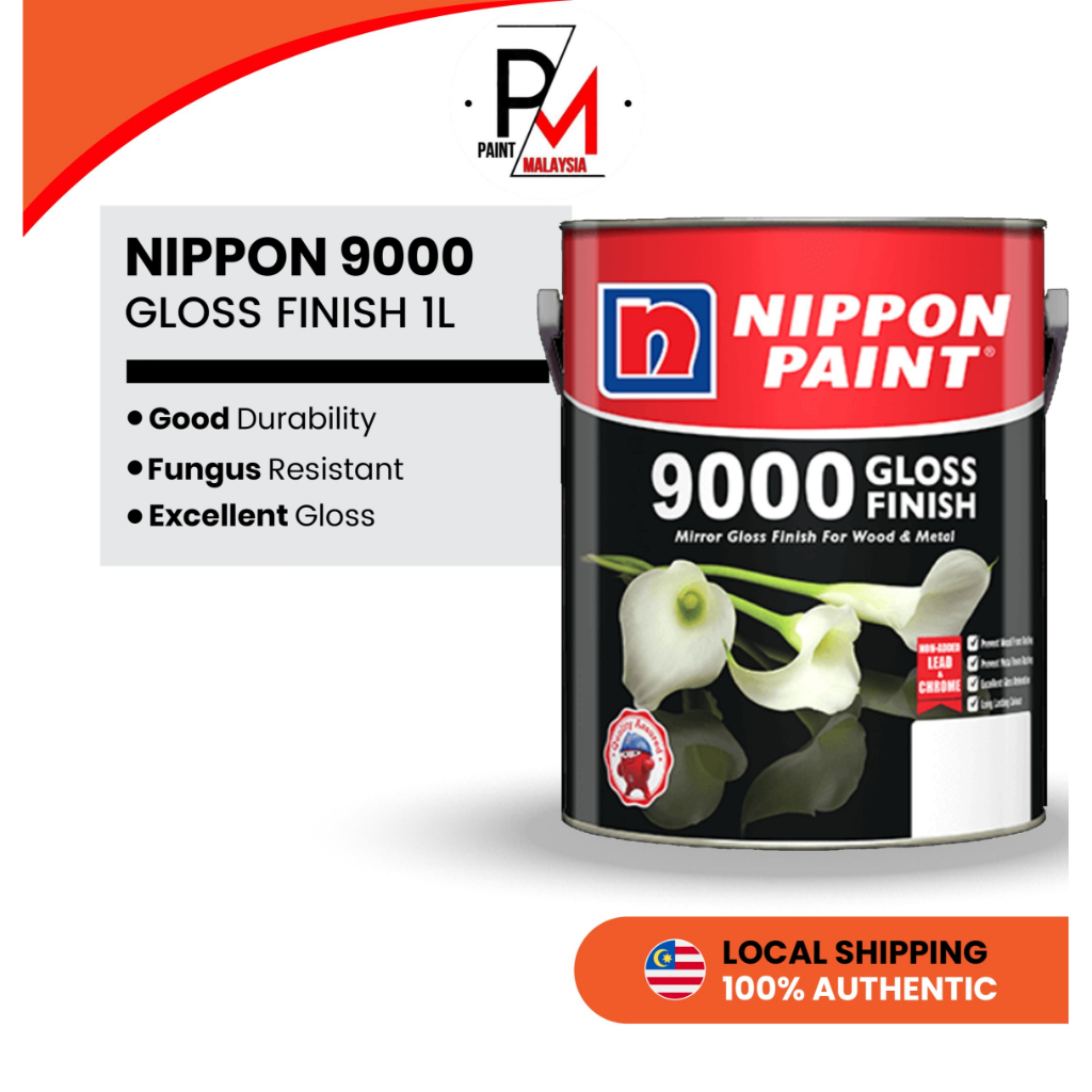 NIPPON PAINT Gloss Finish 9000 1 Liter Mirror Gloss Finish Wood & Metal ...