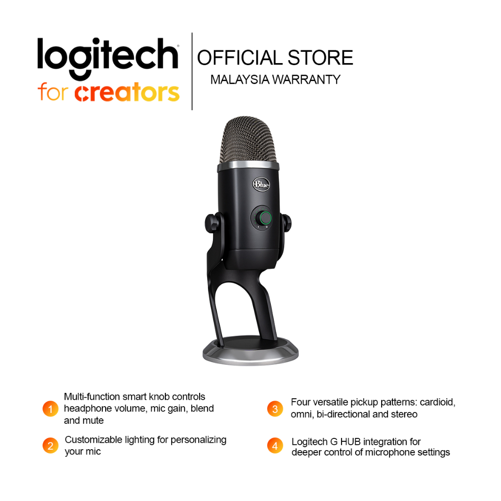 LOGITECH BLUE YETI X PROFESSIONAL USB MICROPHONE FOR GAMING, STREAMING ...