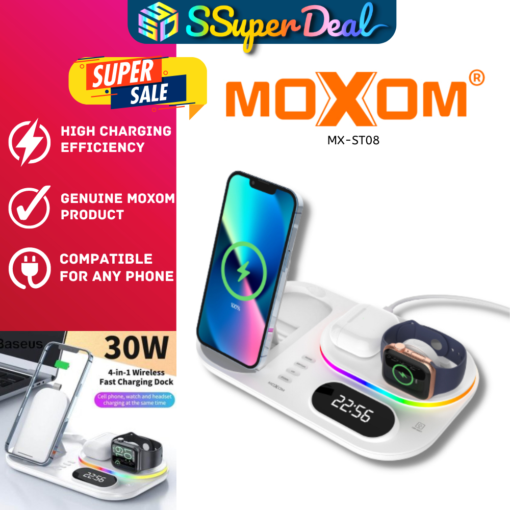 Moxom MX-ST08 4 in 1 Wireless Charging Station | Shopee Malaysia