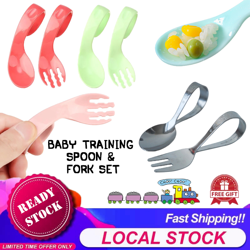 [Choo Choo Toy] 宝宝不锈钢叉勺 Japan Made Stainless Steel Curved Handle Baby ...