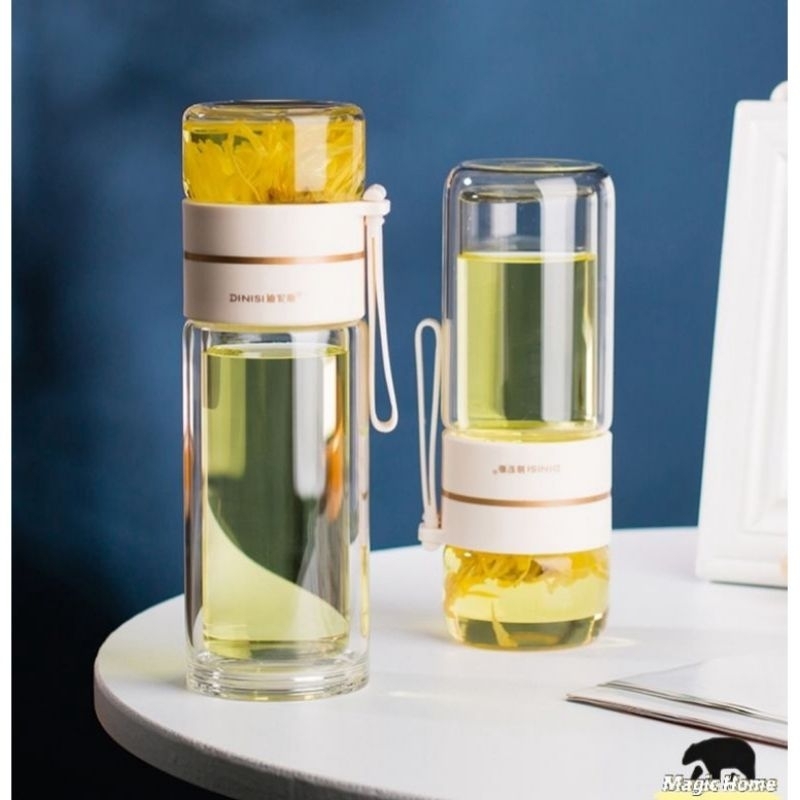 400ml Tea separation cup/Cawan pengasingan teh/Botol air/玻璃杯茶水分離泡茶杯雙層隔熱耐熱玻璃水杯/水瓶 玻璃水瓶 水壶 玻璃水壶 ...