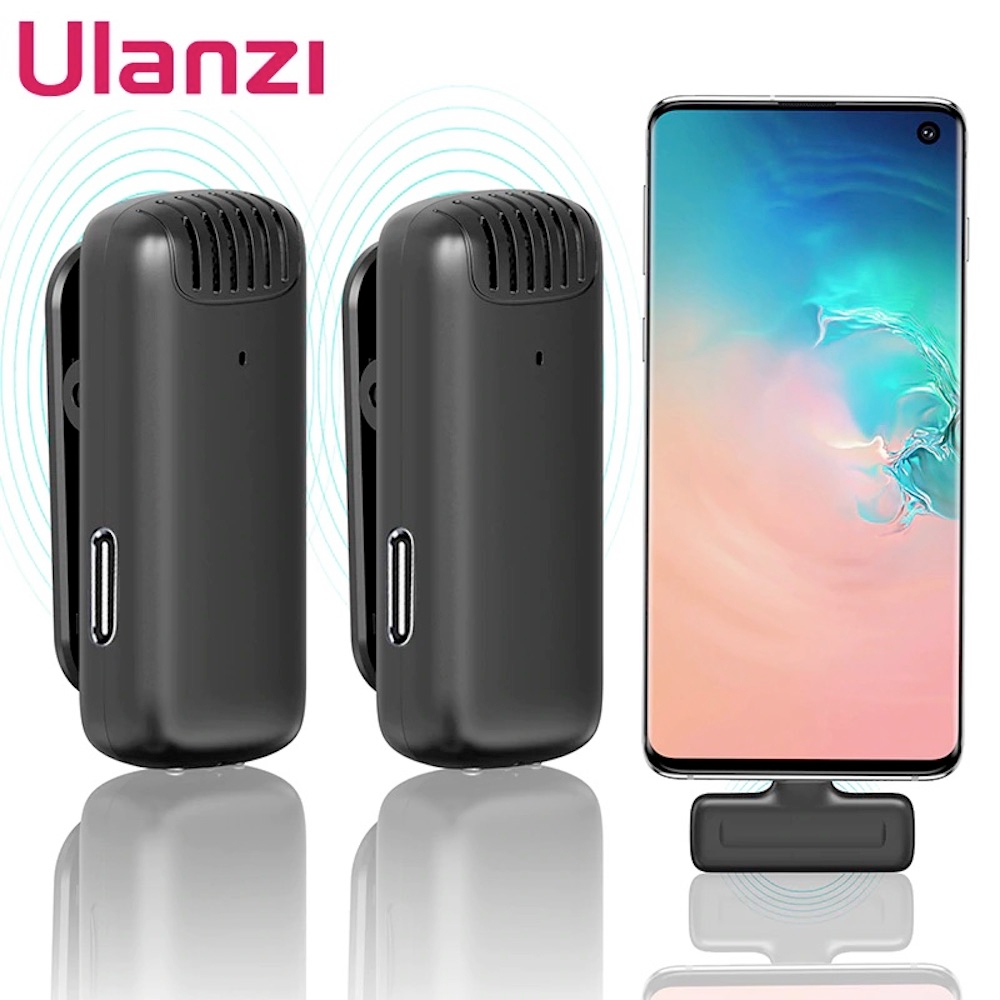 ULANZI J11 / J12 Wireless Microphone Lavalier Vlog Live Mic Audio Sound ...