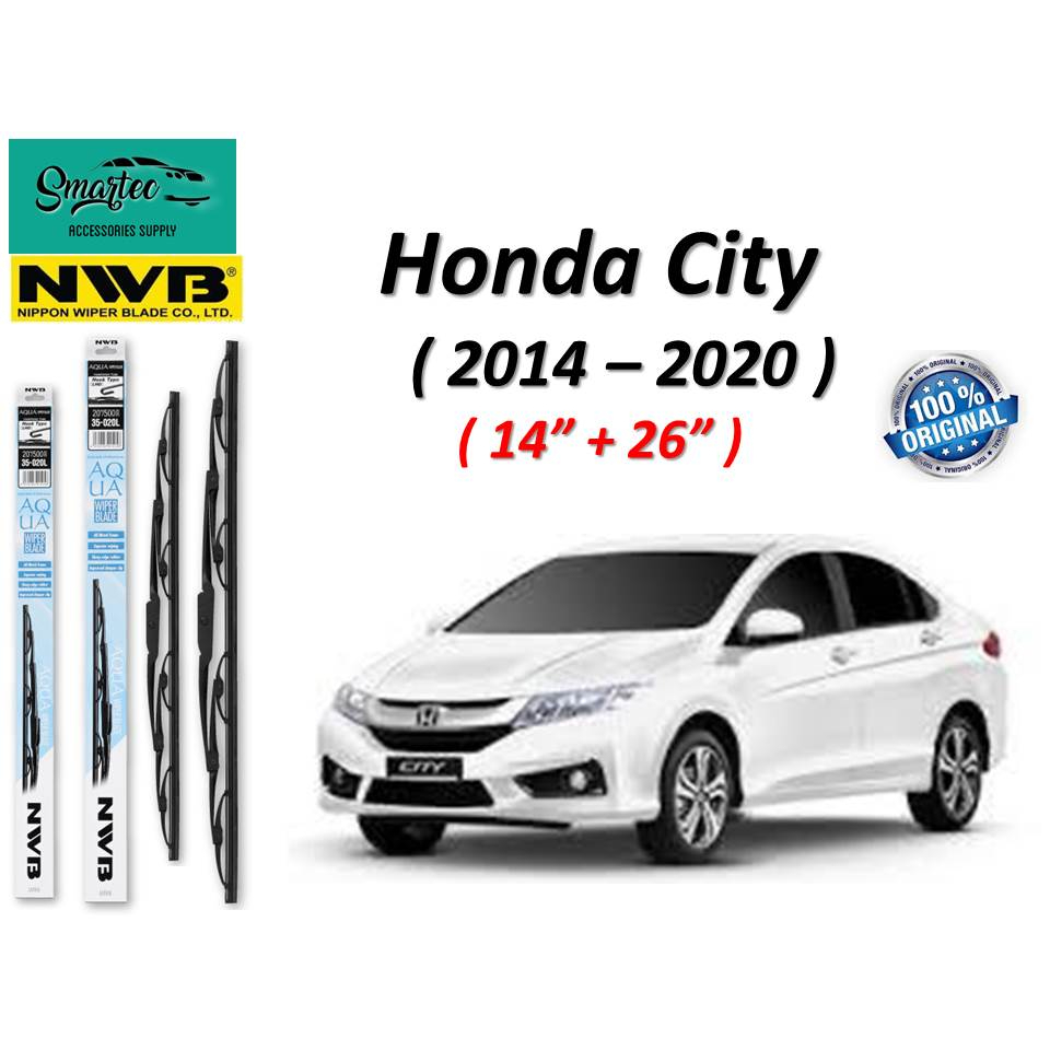 NWB Aqua Graphite Wiper Blade For Honda City Year 2014 - 2020 ( 14" + 26" ) | Shopee Malaysia
