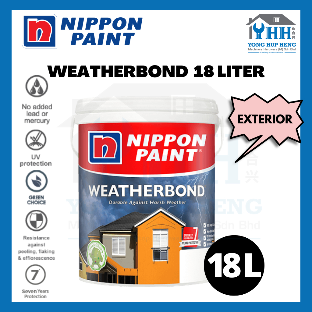 18L NIPPON Paint Weatherbond Exterior Paint Outdoor Wall Cat Simen ...