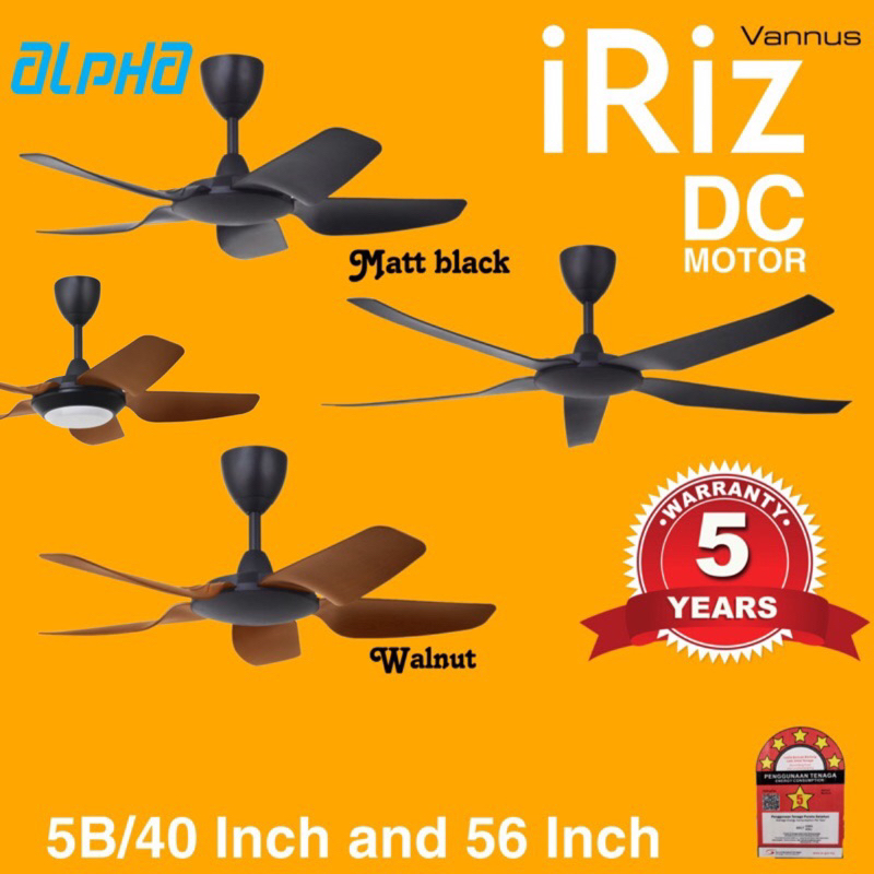 [NEW] ALPHA IRIZ VANNUS IRIZ / IRIZ LED 5B 56" & 40'' DC Motor Fan with ...