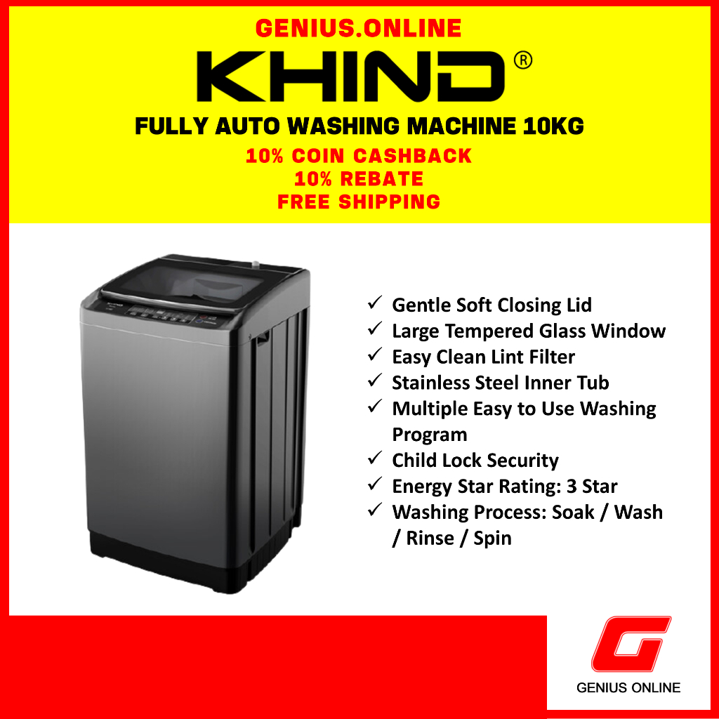 CLEARANCE SALE 🇲🇾 KHIND Fully Auto Washing Machine Washer (10kg) WM100A ...