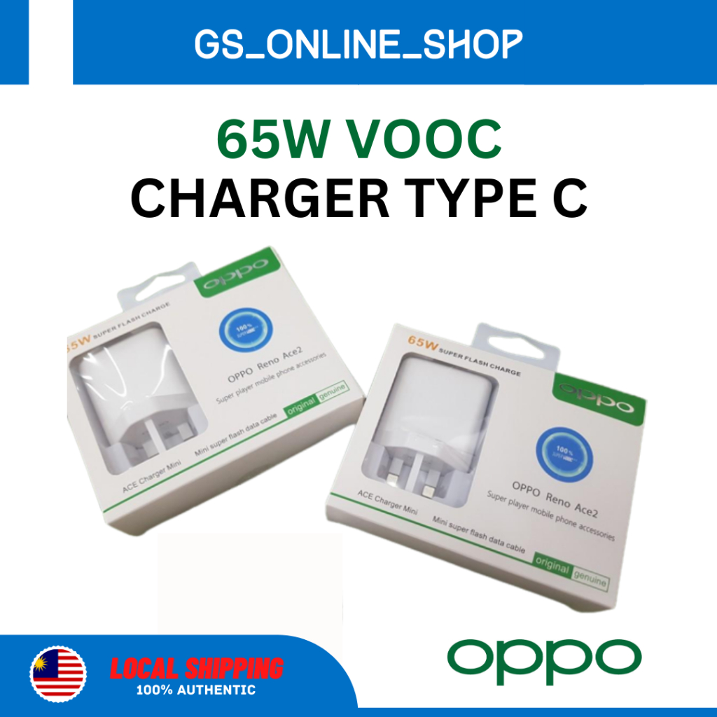 OPPO 65W Superdart VOOC Fast Charger UK Plug with Free Super VOOC Type ...
