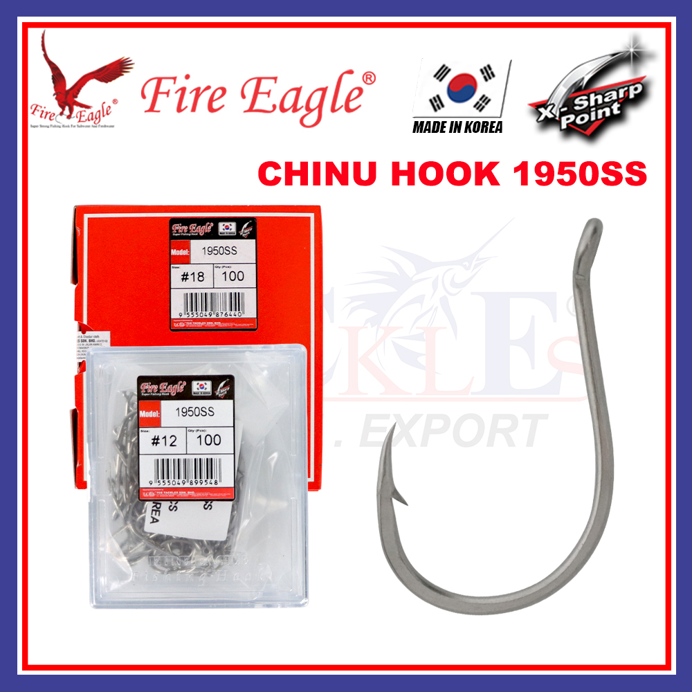 (100pcs/box) Fire Eagle Chinu Hook 1950SS Fishing Hook Matakail Pancing ...