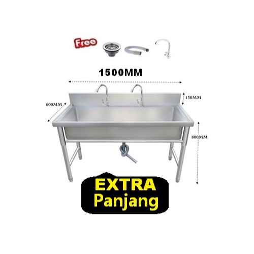 SINKI PANJANG LEBAR STAINLESS STEELBESI TEBAL 不锈钢水槽商用洗盘/BASIN BASUH ...