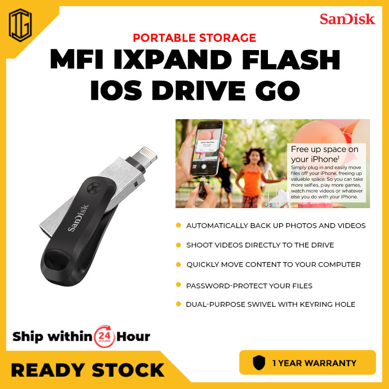 SANDISK MFI iXpand Flash IOS Drive Go Portable Storage Auto Back Up ...
