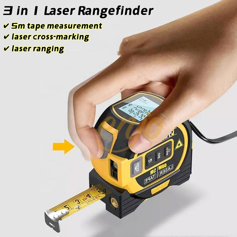 (40m) 3 in 1 Laser Rangefinder 5m Tape Measure Tape Ruler LCD Display ...