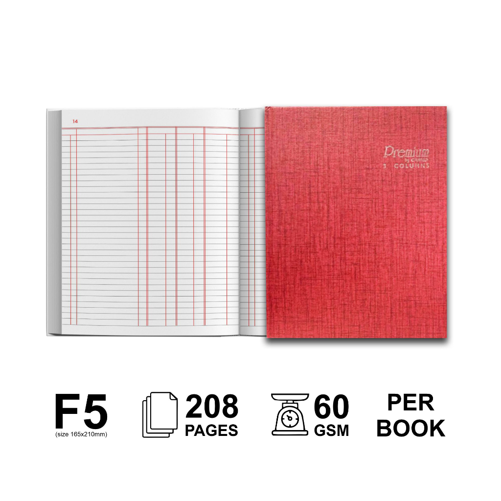 Campap Premiun 3 Columns F5 Book 208pages (CA3127) Notebook / hardcover ...