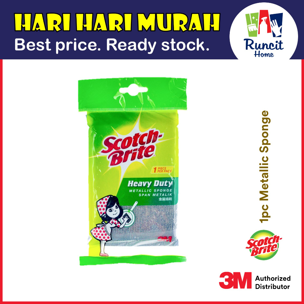 3M Scotch Brite 1x (6661) / 2x (5993) Stainless Steel Metallic Sponge ...