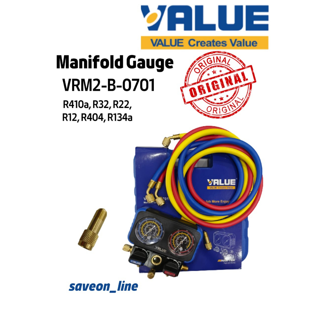 Value Manifold Gauge VRM2-B-0701 Gas Meter R22, R12, R404a, R134a ...