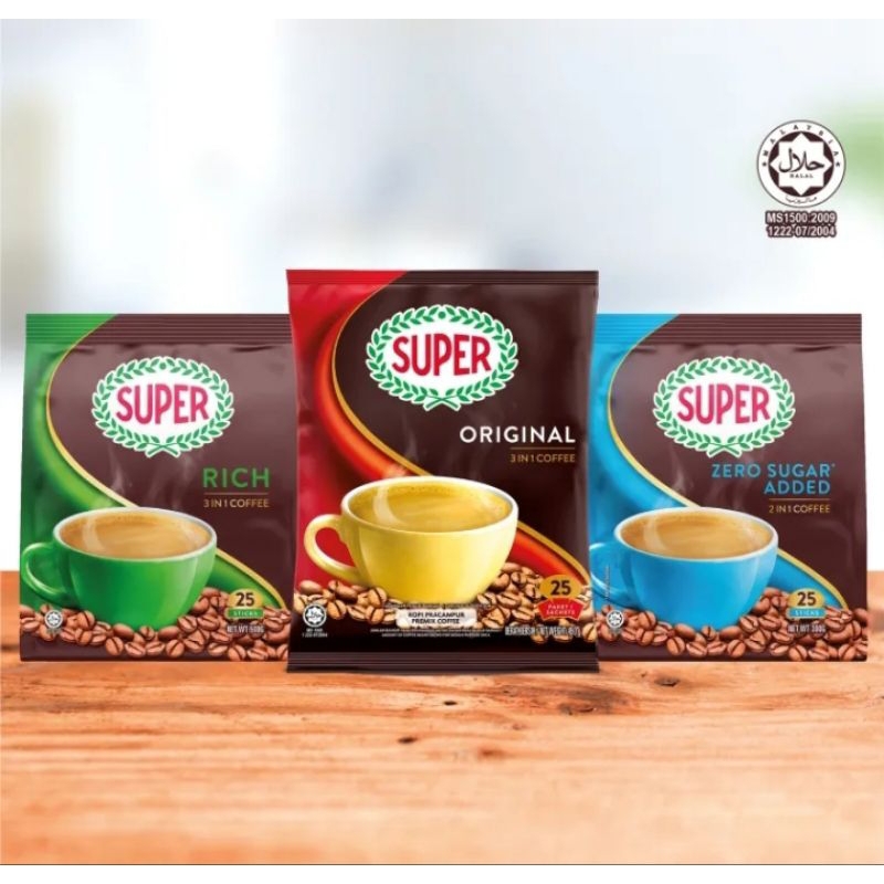Super 3in1 Instant Coffee x 25 Sachet Original Rich Zero Sugar | Shopee ...