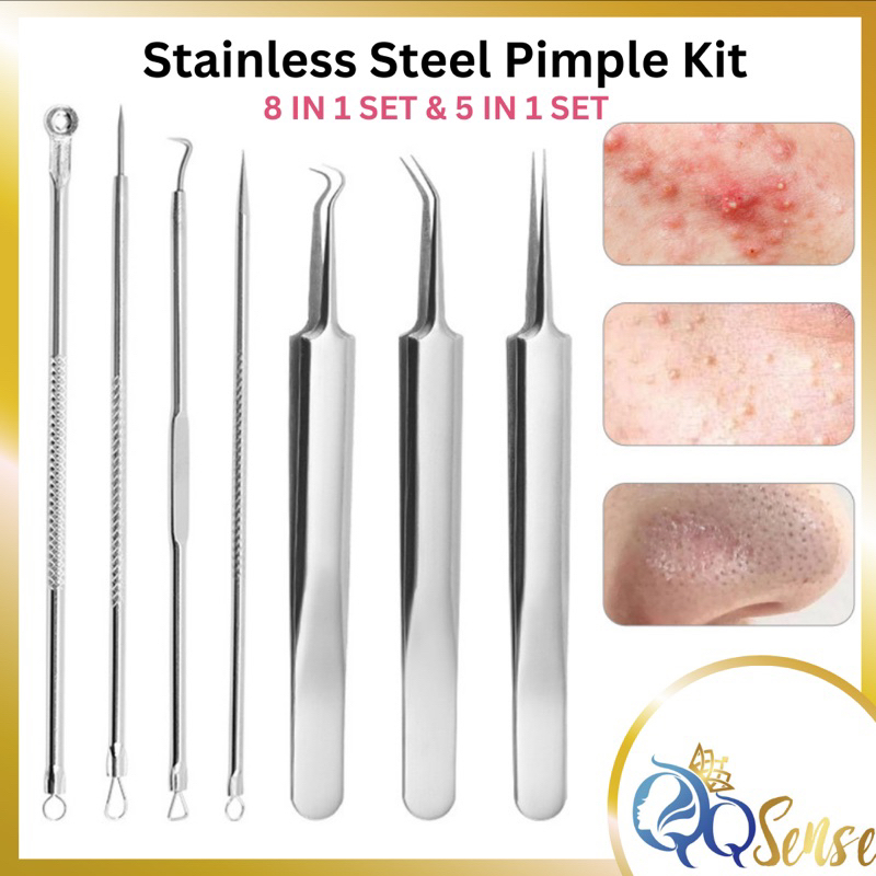 Stainless Steel Pimple Kit Set Besi Picit Jerawat Acne 黑头粉刺针 粉刺夹 ...