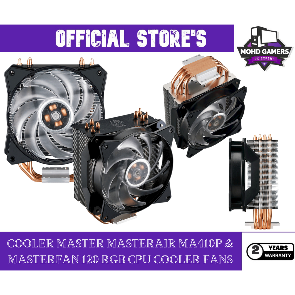 COOLER MASTER MASTERAIR MA410P & MASTERFAN 120 RGB CPU COOLER FANS ...
