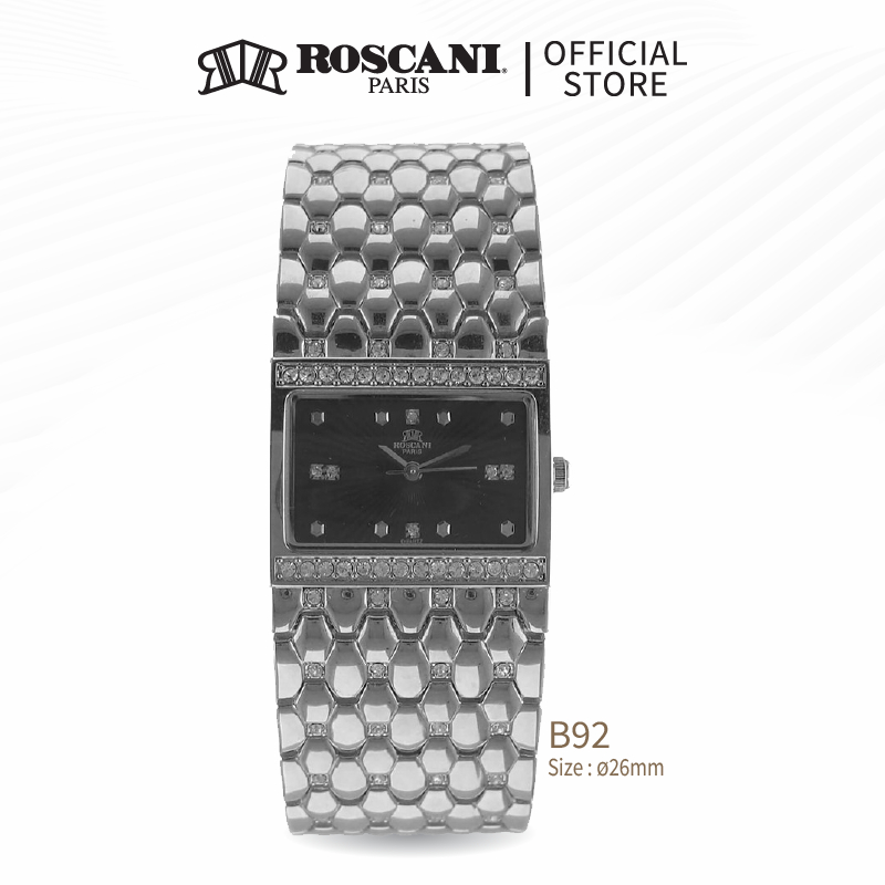 Roscani Bonnie B92 Bracelet Women Watch - Curved Crystal + Platinum ...