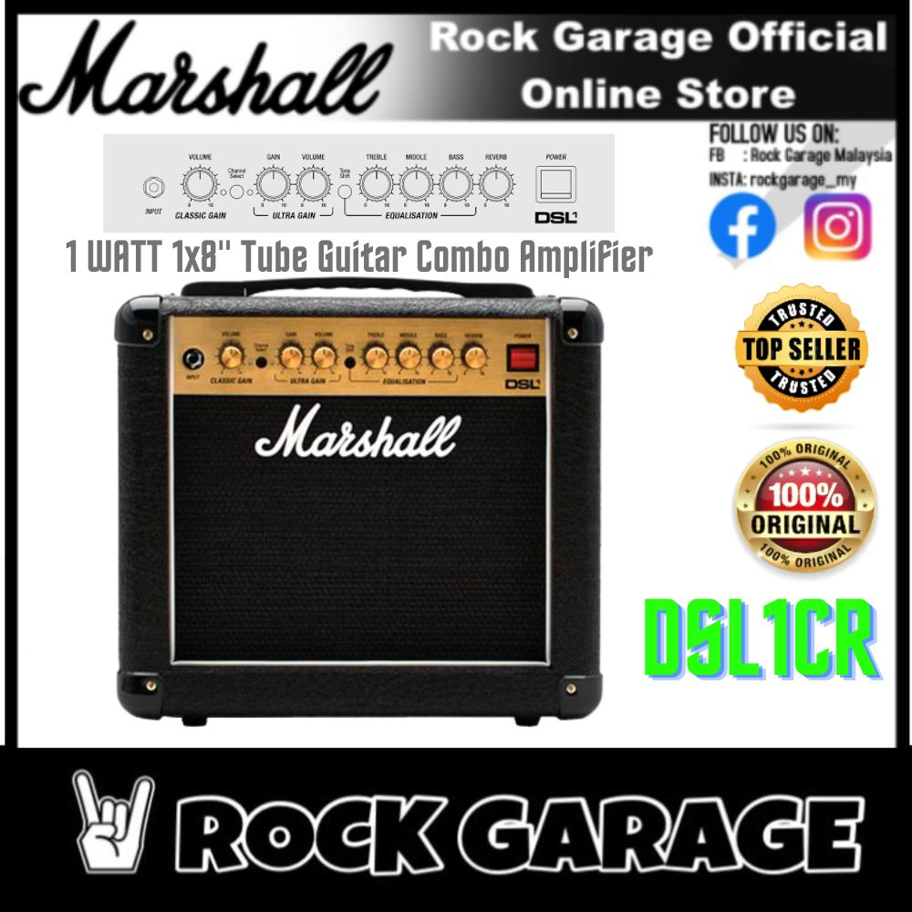 Marshall DSL1CR - 1 Watt, 1x8" Tube Guitar Combo Amplifier (DSL1/DSL1 ...
