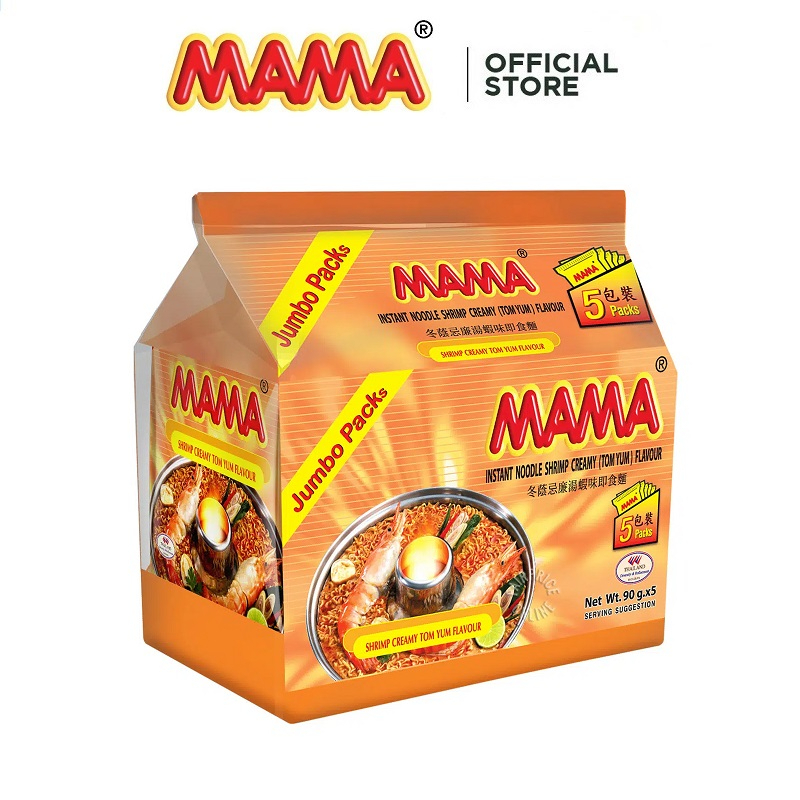 MAMA Instant Noodle Shrimp Jumbo Creamy Tom Yum (90g x 5's) | Shopee ...