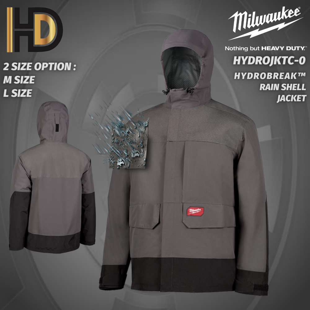 Milwaukee HYDROBREAK Rain Shell Jacket / Raining Jacket Milwaukee ...