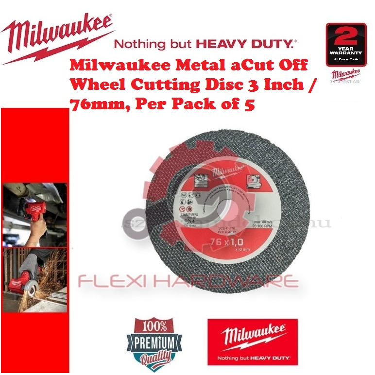 Milwaukee Metal Cut Off Wheel Cutting Disc 3 Inch / 76mm, Per Pack of 5 ...