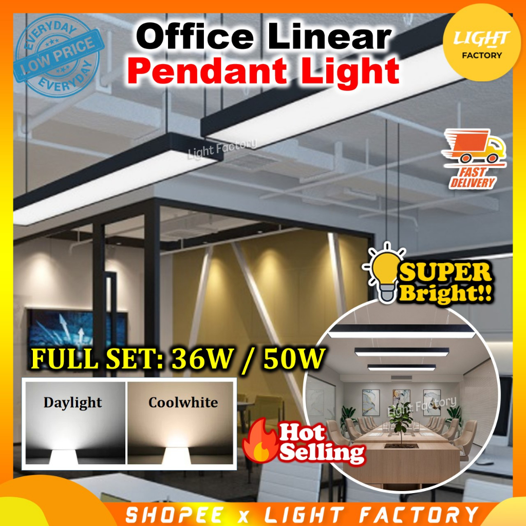 🔥NEW🔥 Full Set LED SMD Office Linear Light LED Office Pendant Lamp ...