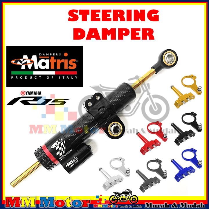 YAMAHA R15 V3 STEERING DAMPER MATRIS ITALY 3D CARBON PREMIUM IMPORT ...