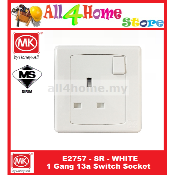 MK PVC 1 GANG 13A SWITCH SOCKET OUTLET , (E2757-SR-WHI) | Shopee Malaysia