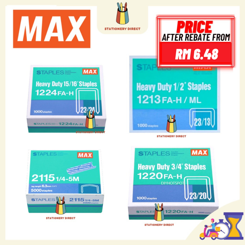 Max Heavy Duty Staples 1224FA-H / 1213FA-H / 2115 / 1220 (Stapler ...