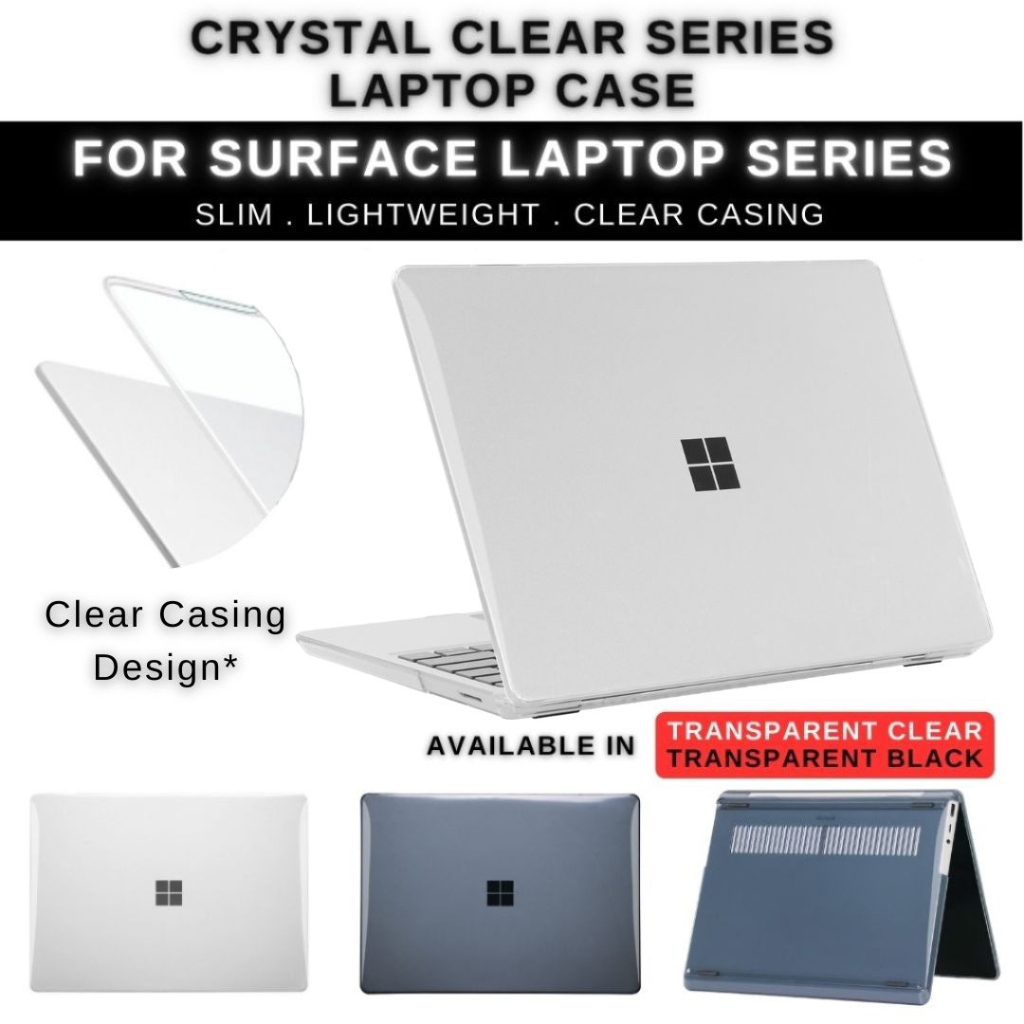 CRYSTAL CLEAR Hard PC Case Cover Casing for Microsoft Surface Laptop Go ...