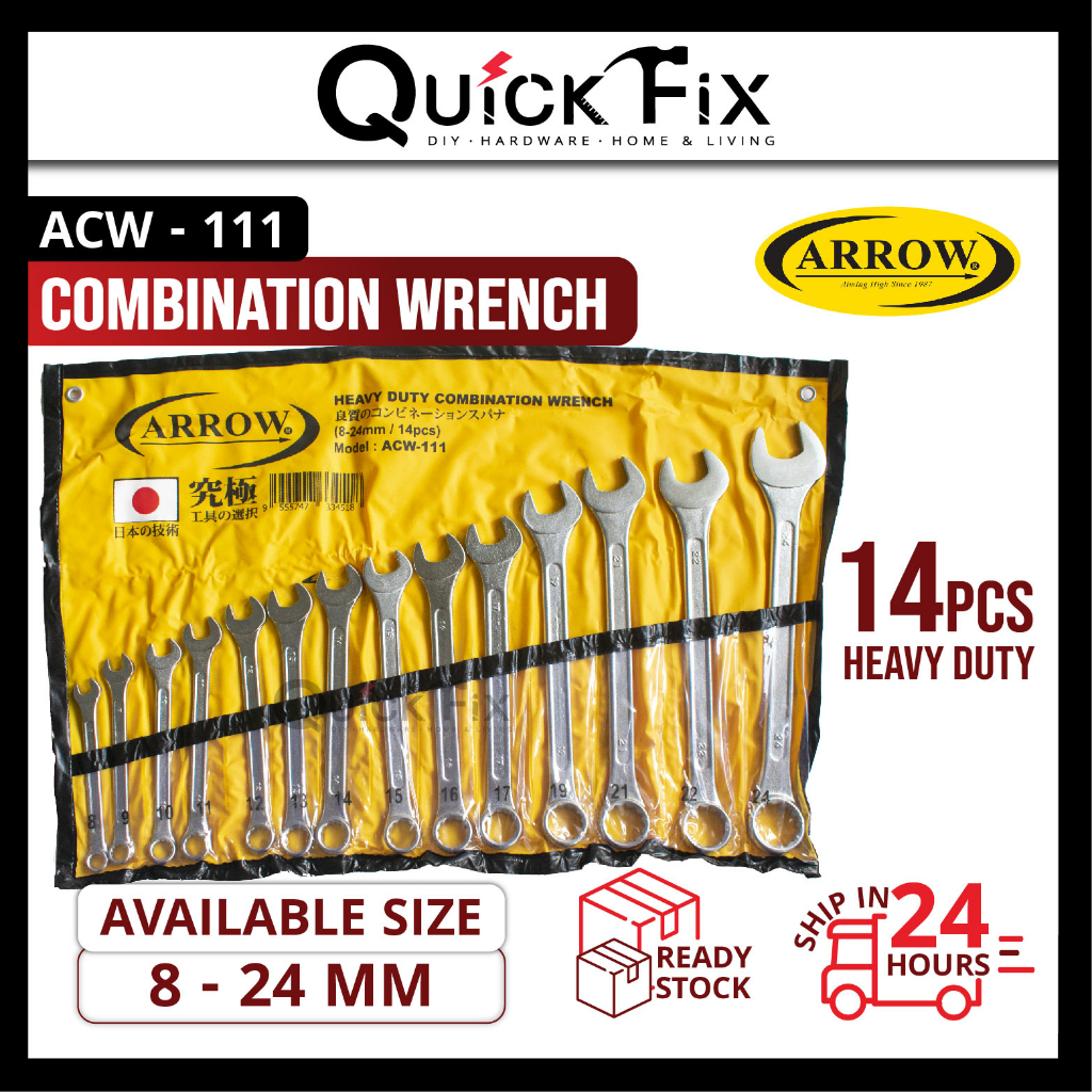 QuickFix ARROW 8-24MM Set Spanner Combination Wrench 14 PCS Spannar ...