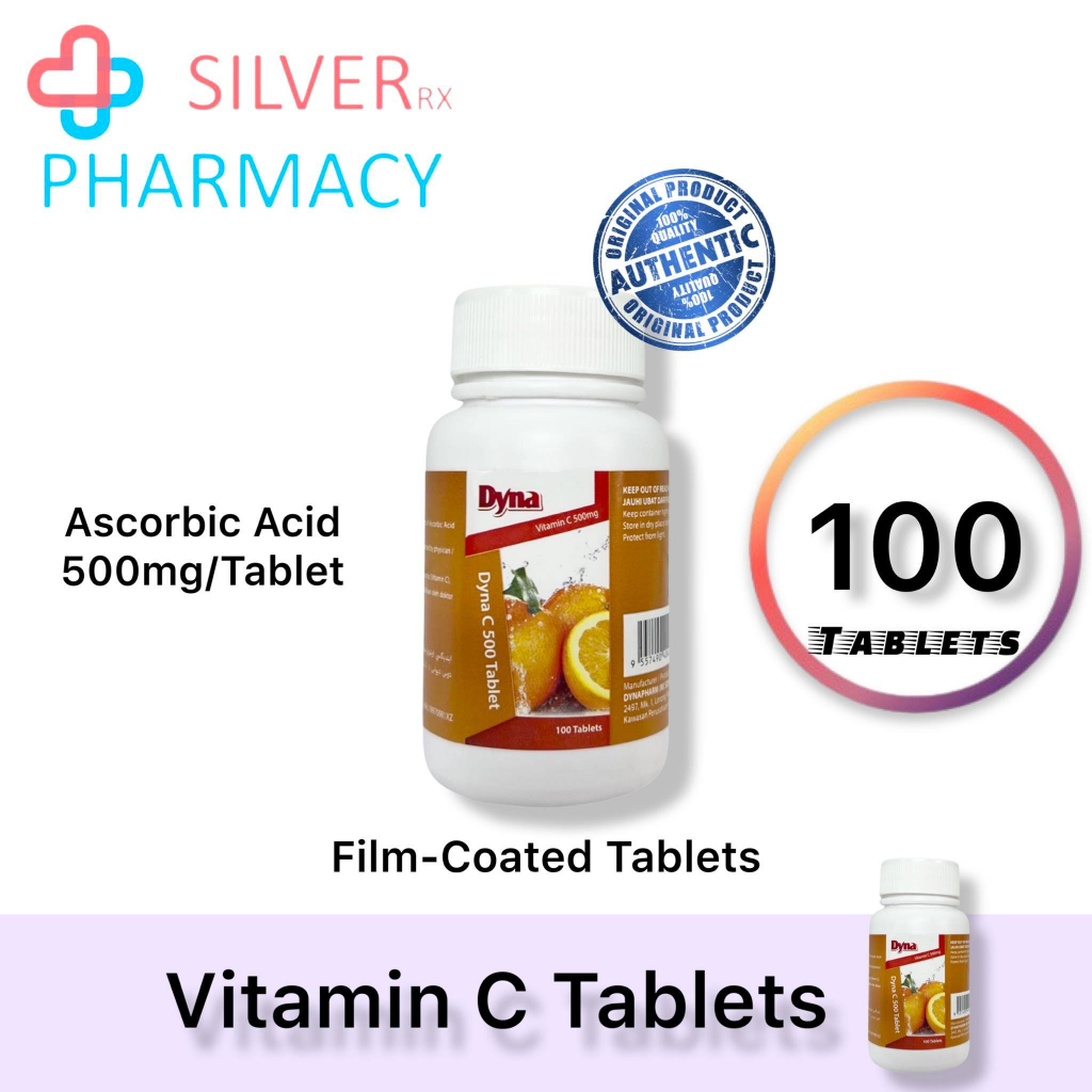 [Exp 06/2025] Dyna Vitamin C 500mg [Film-Coated Tablets] 100 Tablets ...