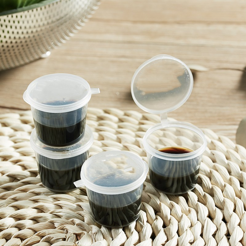 1oz Round Disposable Plastic Food Container Lid Bekas Sos Makanan 1 oz ...