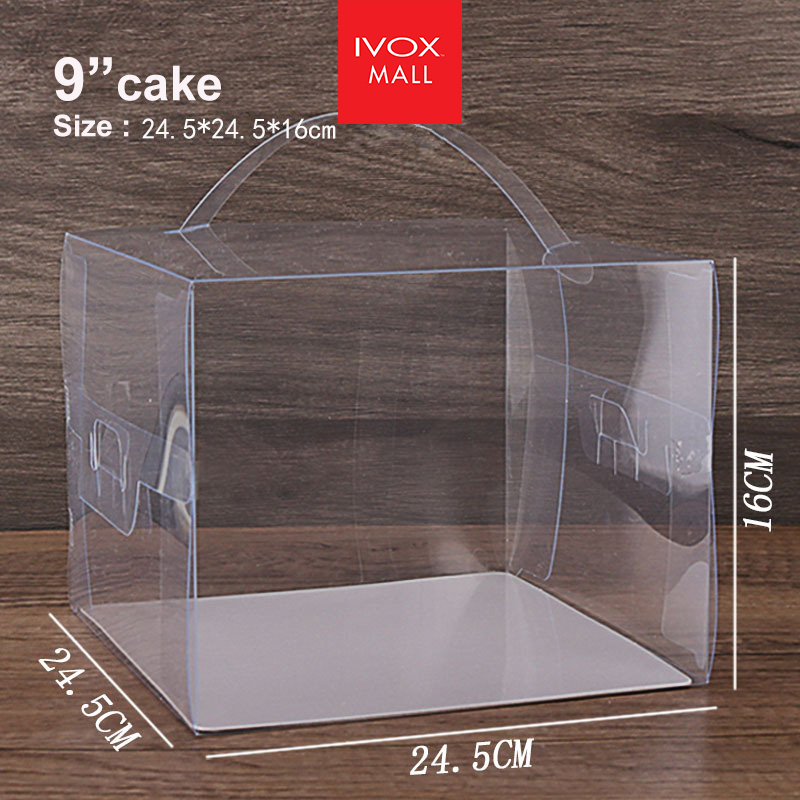 Cake Box Transparent 3/4/5/6 Inch Square Clear Board Packaging Portable ...