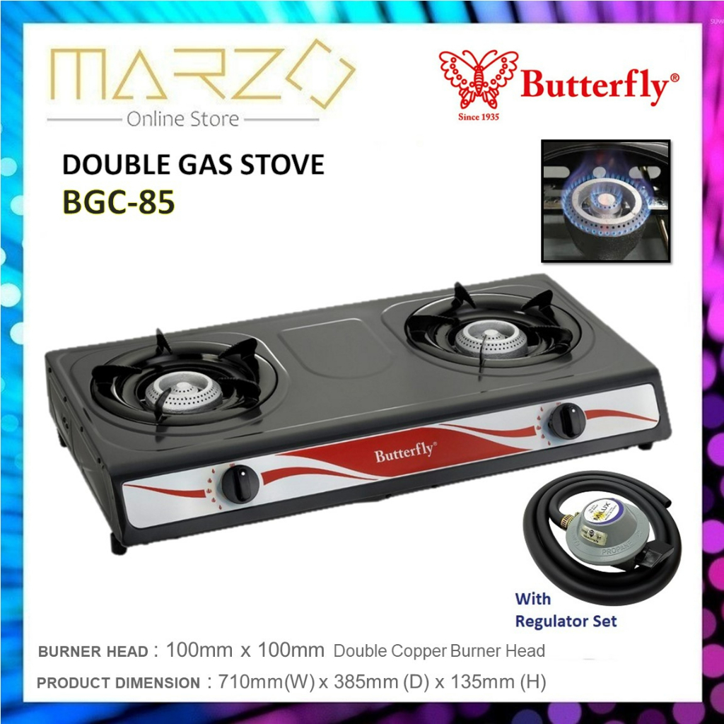 Butterfly BGC85 BGC666 Double Burner Gas Cooker / Gas Stove / Dapur Gas ...