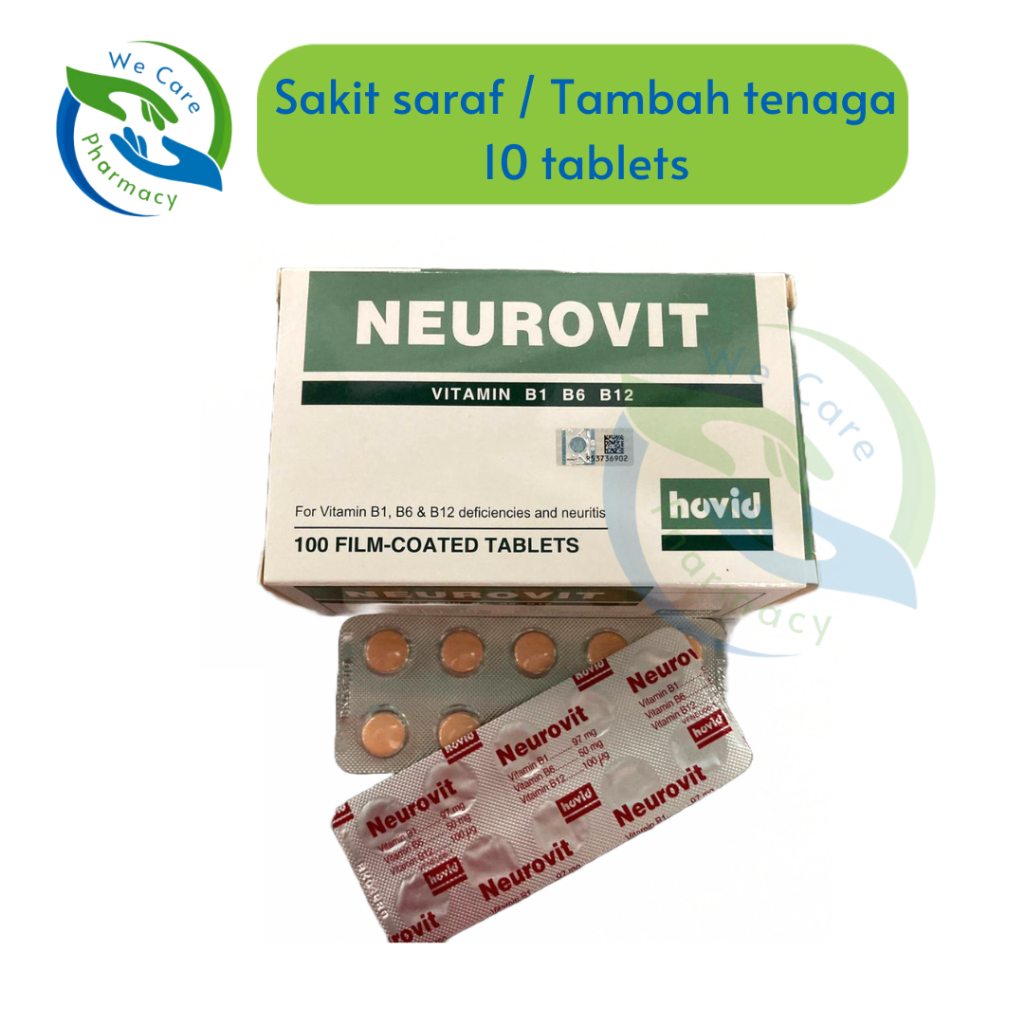 Hovid Neurovit Vitamin B1 B6 B12 untuk sakit saraf, tambah selera makan ...