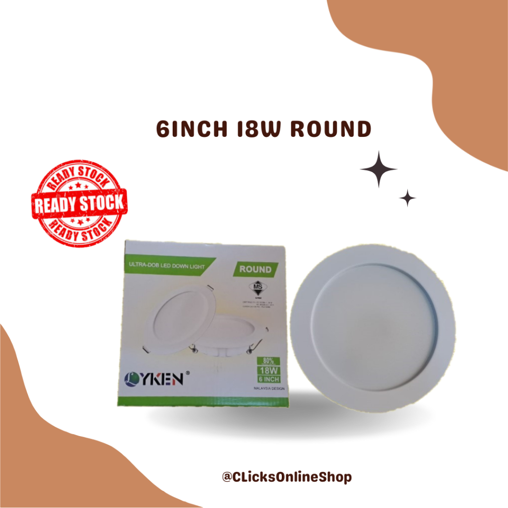 LYKEN ULTRA-DOB LED DOWN LIGHT 6INCH 18W ROUND | Shopee Malaysia