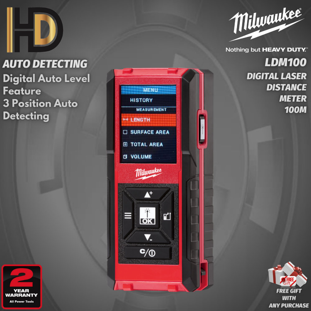 Milwaukee LDM100 Laser Distance Meter / 100M / 100M Laser Distance ...